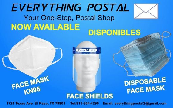 Face masks available by Everything Postal LLC. in El Paso, TX - Alignable