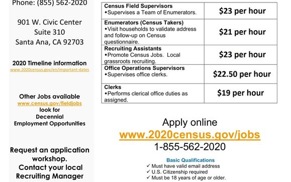 The 2020 Census is still hiring!! by 2020 Census / U.S. Census Bureau ...