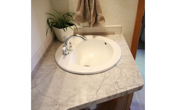 Stream White Granite Countertops by French Creek Designs Kitchen & Bath ...