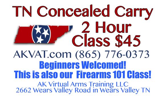 RARE Monday TN Concealed Carry Permit Class by AK Virtual Arms Training ...