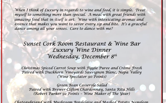 Luxury Wine Dinner by Sunset Cork Room in Gulf Shores, AL - Alignable