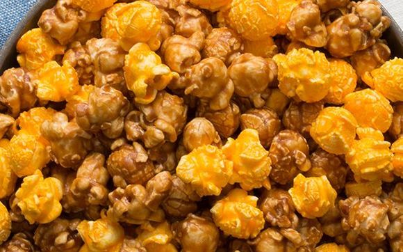 cheesy caramel available every friday for pick up by Zena's Popcorn in ...