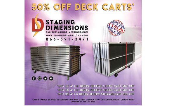 Get 50% Off Deck Carts* by Staging Dimensions in New Castle, DE - Alignable