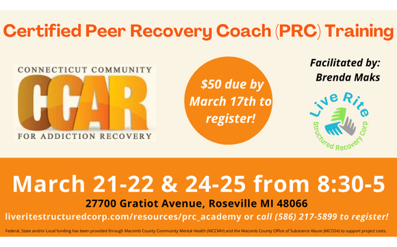 CCAR PRC Training by Live Rite Recovery Resource Center in Roseville ...