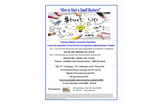 How to Start a Small Business by East Hawaii Small Business Development ...