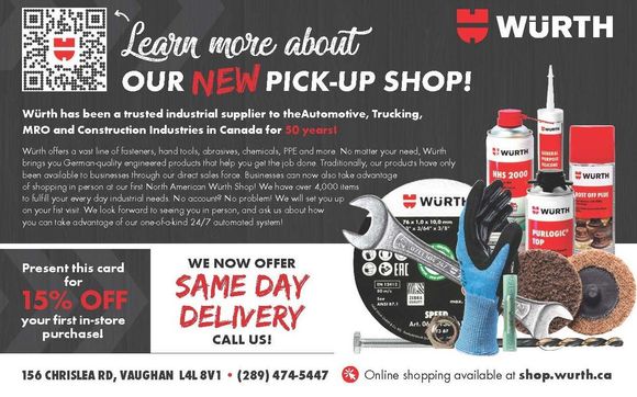 15% off with your first purchase from the Wurth store. by Wurth Canada ...