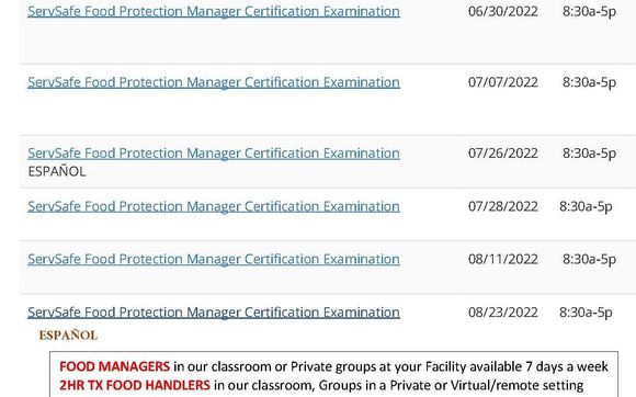 ServSafe Food Manager Class Español by Food Safety Direct in San Antonio, TX - Alignable