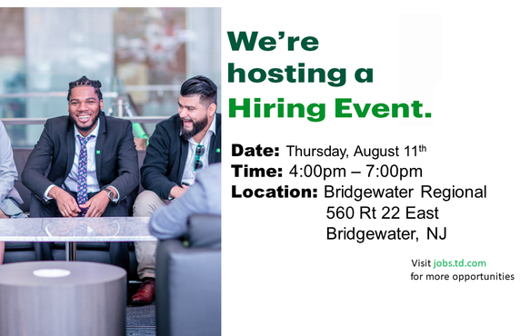 Hiring Event by TD Bank in New Brunswick, NJ - Alignable
