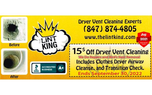 $15 dollars Off Dryer Vent cleaning by The Lint King - Dryer Vent Cleaning Experts in Schaumburg ...