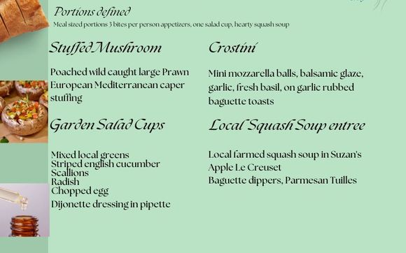 Heavy appetizers and Fall Soup drop off for party $50 per person by ...