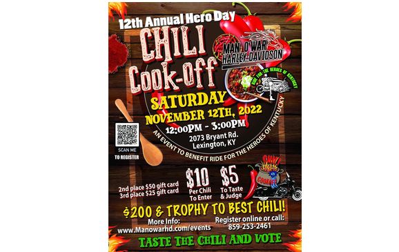 12th Annual Chili Cook-off with Man O' War Harley Davidson and RIde For ...