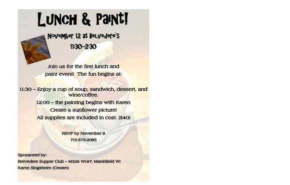 Lunch & Paint at Belvedere by Belvedere Supper Club in Marshfield, WI ...