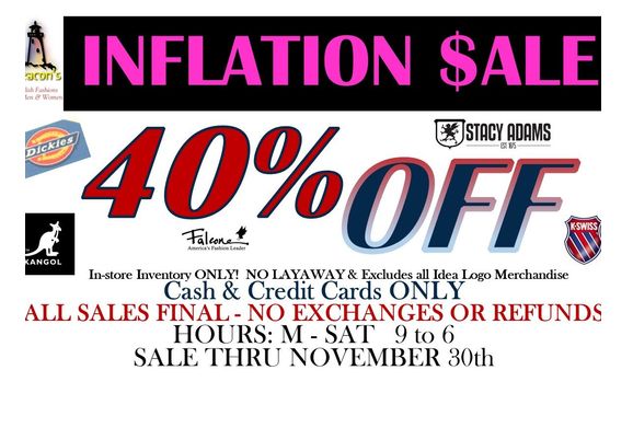 40% OFF EVERYTHING IN THE STORE by Beacon's Clothing Store and School ...