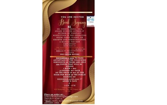 Book Signing by Award Winning Author, Dr. Cheryl Okoli DHA by Shalom ...