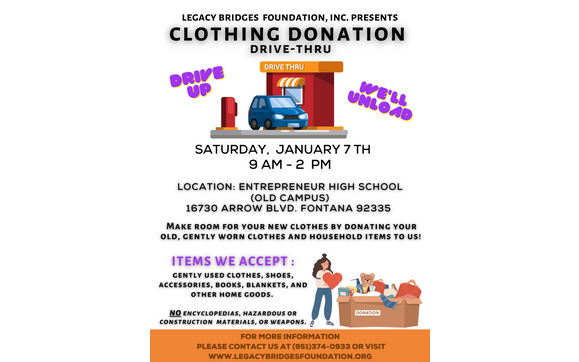 Clothing Donation Drive-Thru Event by Legacy Bridges Foundation, Inc ...