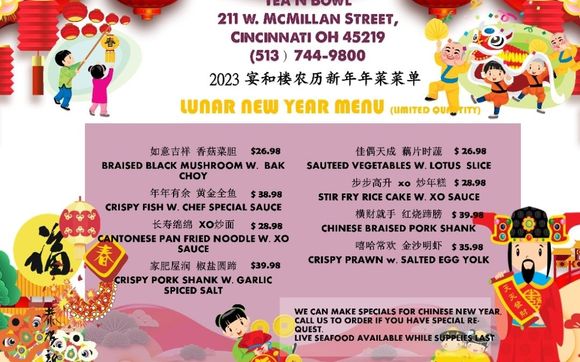 Lunar New Year Special Menu by Tea n Bowl Asian Food and Bubble Tea in ...