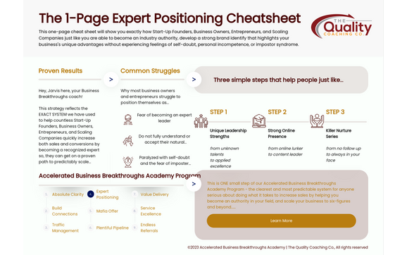 Free Business Strategy Cheat Sheet and Training by The Quality Coaching ...