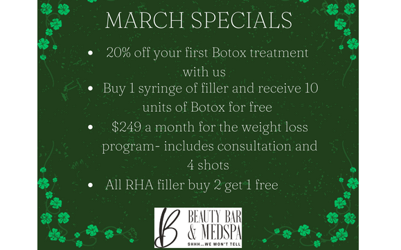 March Specials by Beauty Bar & Medspa in Palm Harbor, FL - Alignable