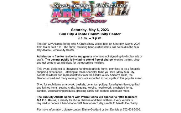 Sun City Aliante Spring Arts & Crafts Show by Editor Publisher, The ...