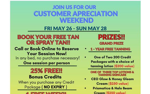 Customer Appreciation Weekend! by Planet Sun Tanning & Sunless Spa in ...