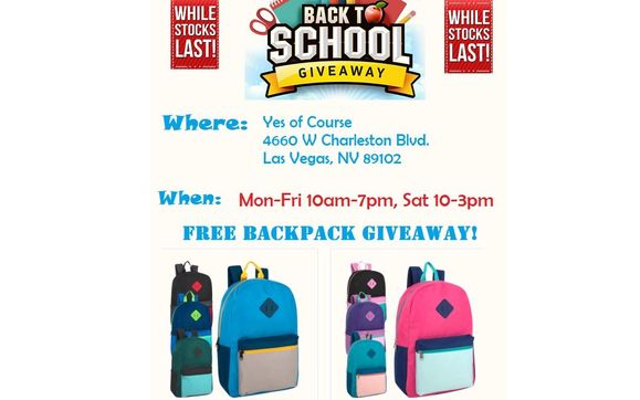 Back to School Giveaway by Yes Of Course in Las Vegas, NV - Alignable