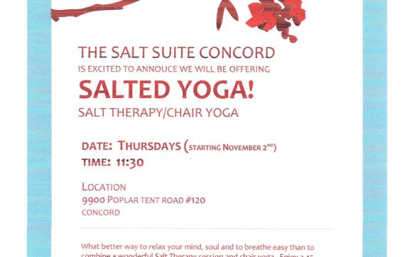 Salted Yoga! by The Salt Suite Concord in Concord, NC - Alignable