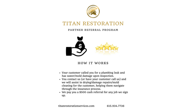 Plumbing Referral Program by Titan Restoration LLC in Nashville, TN ...