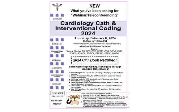 Cardiac Cath & Interventional Coding 2024 - Live Webinar by McVey ...