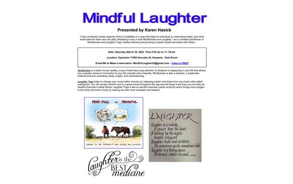 Mindful Laughter Presentation by BK Hasick in Hesperia, CA - Alignable