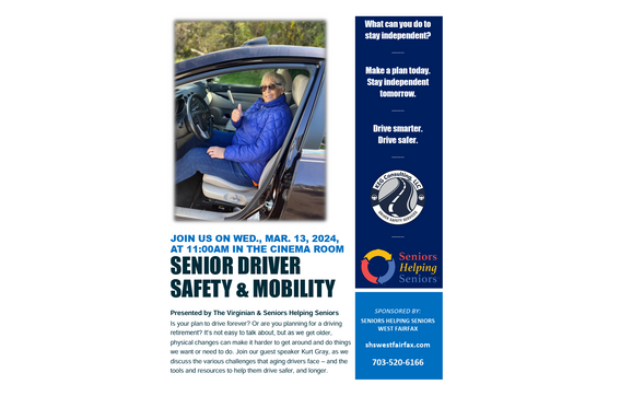 Senior Driver Safety & Mobility by Seniors Helping Seniors West Fairfax in Centreville, VA ...