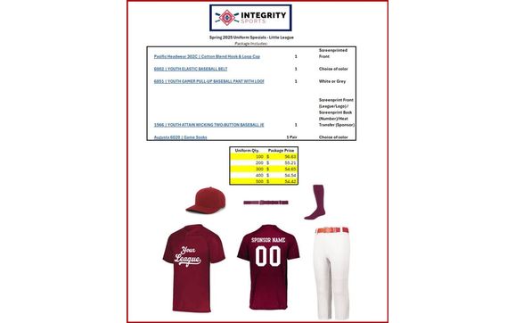 Little League Team Uniform Special (including Baseballs) by Integrity ...