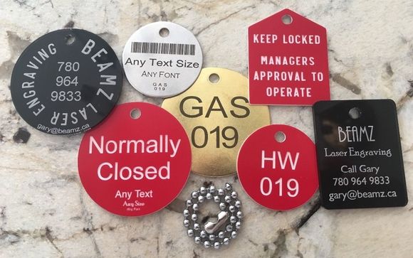 Industrial and Commercial Tags by Beamz Laser Engraving in Edmonton, AB ...