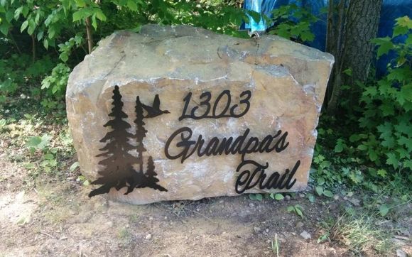 Addresses and designs mounted on rocks by Mason's Metal Creations in ...