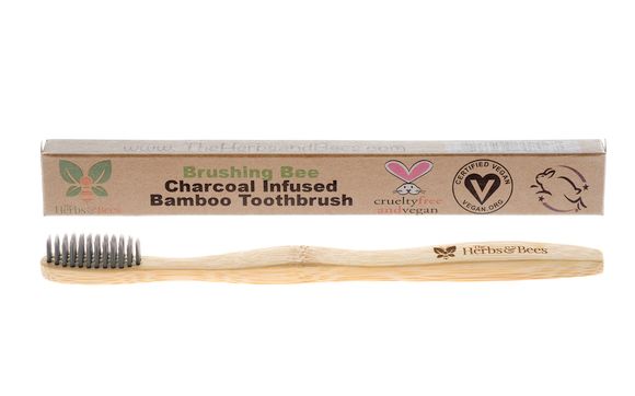 Brushing Bee Activated Charcoal Bamboo Toothbrush by The Herbs & Bees ...