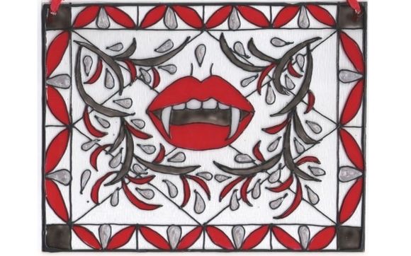 Vampire Sexy Lips Stained Glass Painting $40 by Kim Rose Colored Glass ...