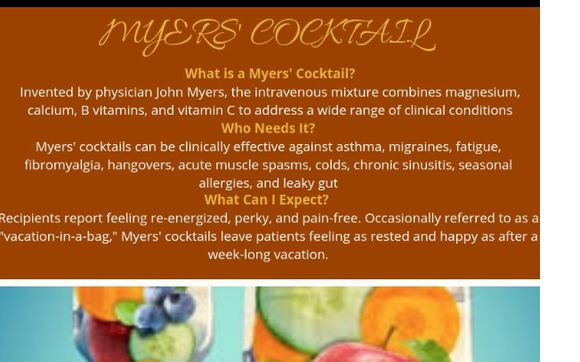 Myers cocktails, an infusion of vitamins to replenish your system! by ...