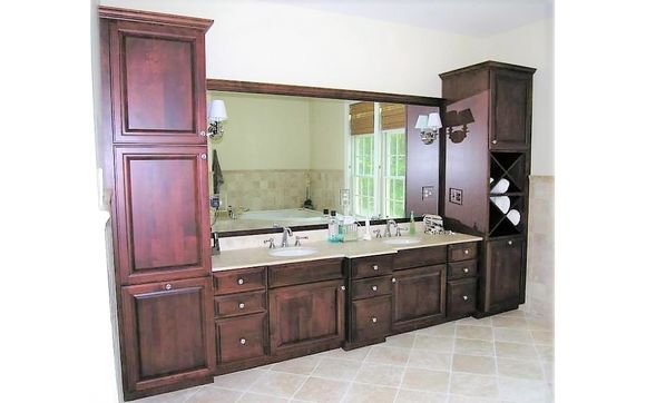 Bathroom Cherry Wood Vanity and Pantry by Glenwood Kitchens USA in ...