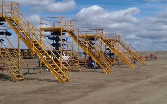 Wellhead frac stands by MK Hydrovac dba Blac Frac Tanks in Parachute ...