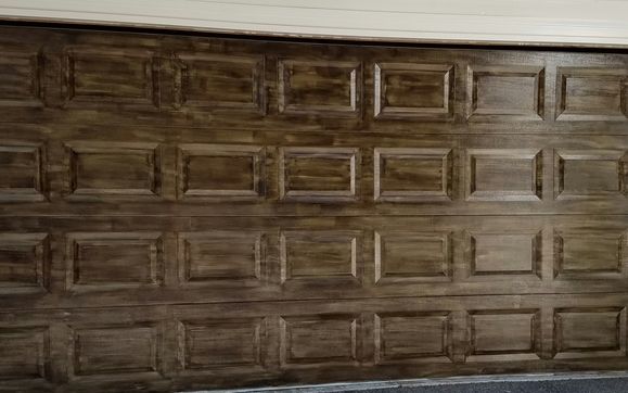 Distressed wood garage door by Christina's Interior Finishes in Roswell ...