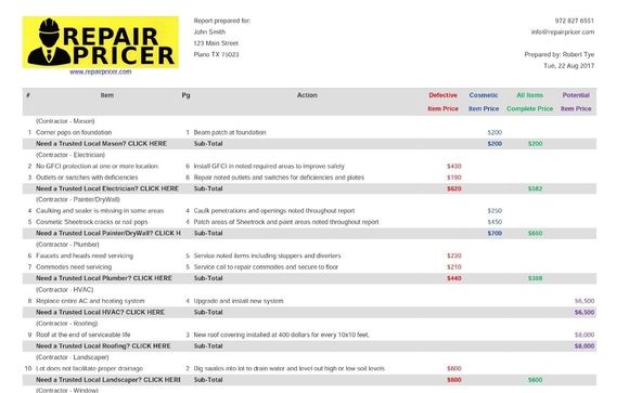 Inspection pricing reports by Repairpricer.com in Plano, TX - Alignable