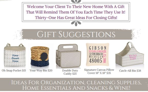 Closing Gifts for Realtors by Thirty-One Gifts Independent Director ...