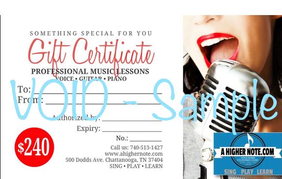 Gift Certificates for Singing Lessons by A Higher Note LLC in ...
