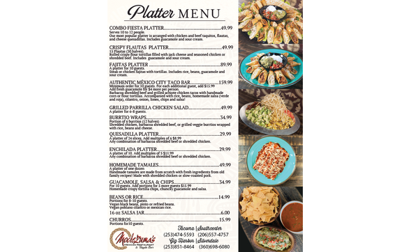 Moctezuma's Party Platter Menu by Moctezuma's Mexican Restaurant ...