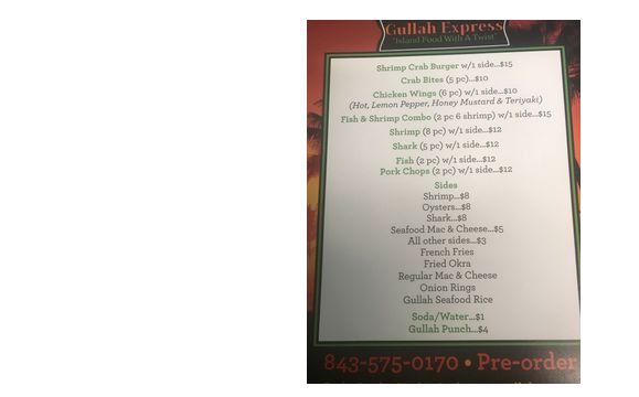Menu by Gullah Express LLC/ food truck in Saint Helena Island, SC ...