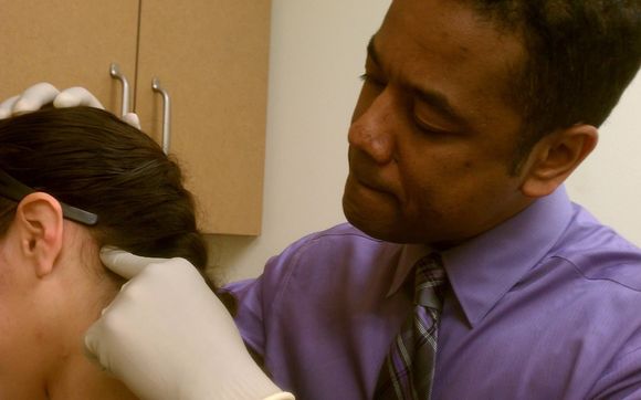 About to perform a suboccipital nerve block injection on a patient with ...