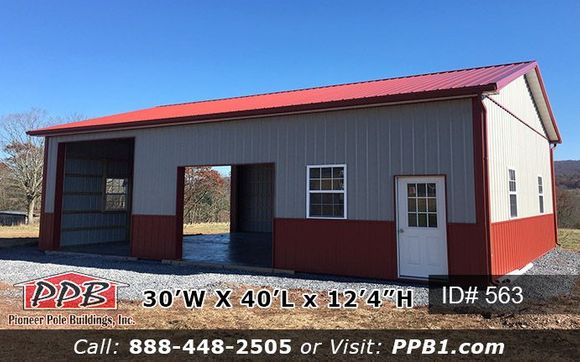 Two-Tone Garage - 30’ W x 40’ L x 12’ 4” H (ID# 563) by Pioneer Pole ...
