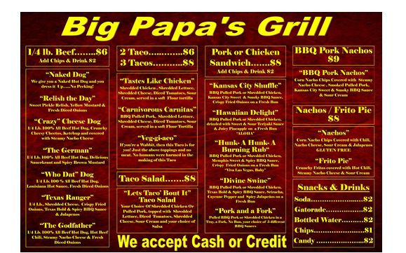 Food Truck Menu by Big Papas Grill Food Truck & Catering in Colorado ...