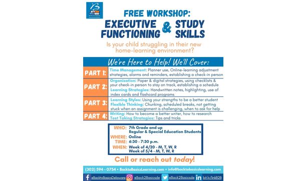 FREE Workshop: Executive Functioning & Study Skills by Back To Basics ...
