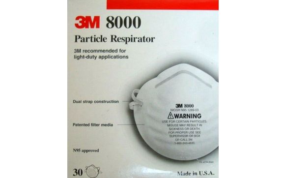 3M N95 8000 Particle Respirators 30/box NEW by Bertolino Industries ...