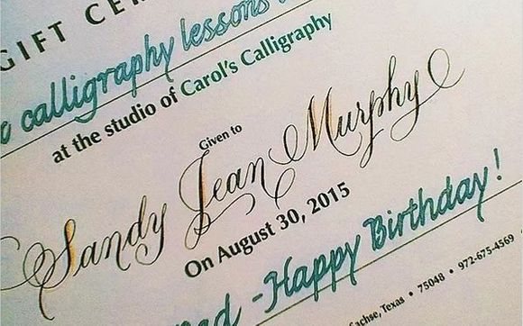 Give a Calligraphy Gift Certificate by Carol's Calligraphy in Sachse ...